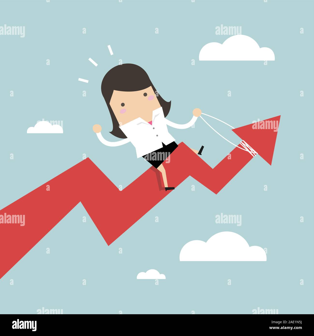 Businesswoman riding success arrow graph Stock Vector Image & Art - Alamy