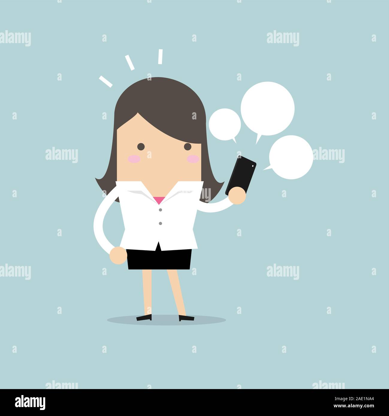 Worker holding smart phone Stock Vector Images - Alamy