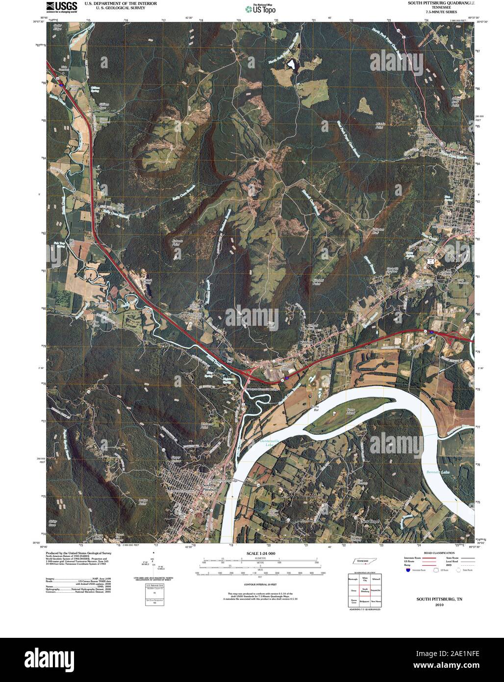 USGS TOPO Map Tennessee TN South Pittsburg 20100504 TM Restoration ...
