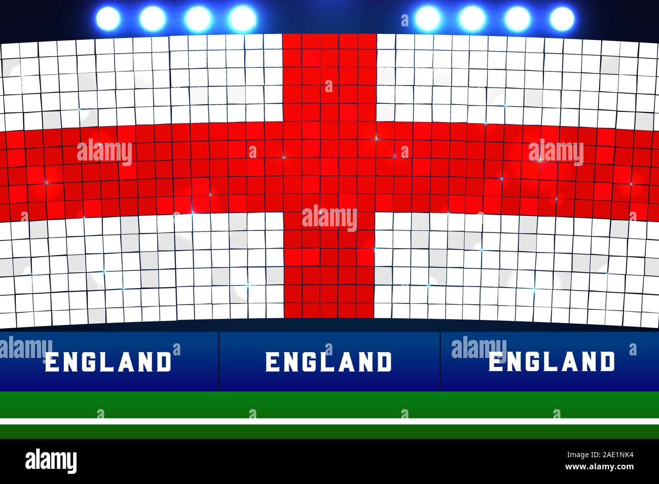 England flag card stunts. England soccer or football stadium background ...