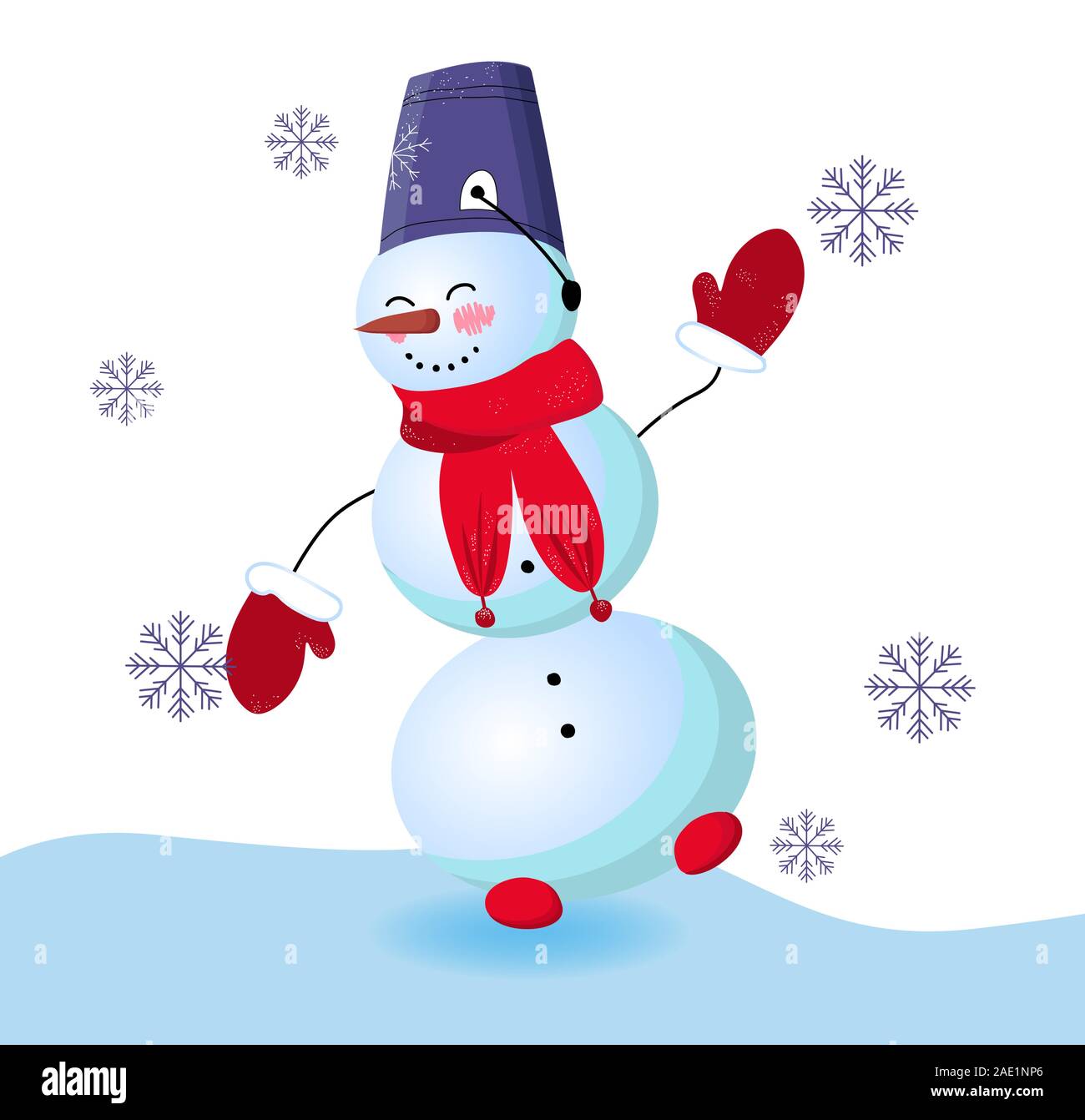 Cute snowman on a white background. Vector illustration. Winter ...