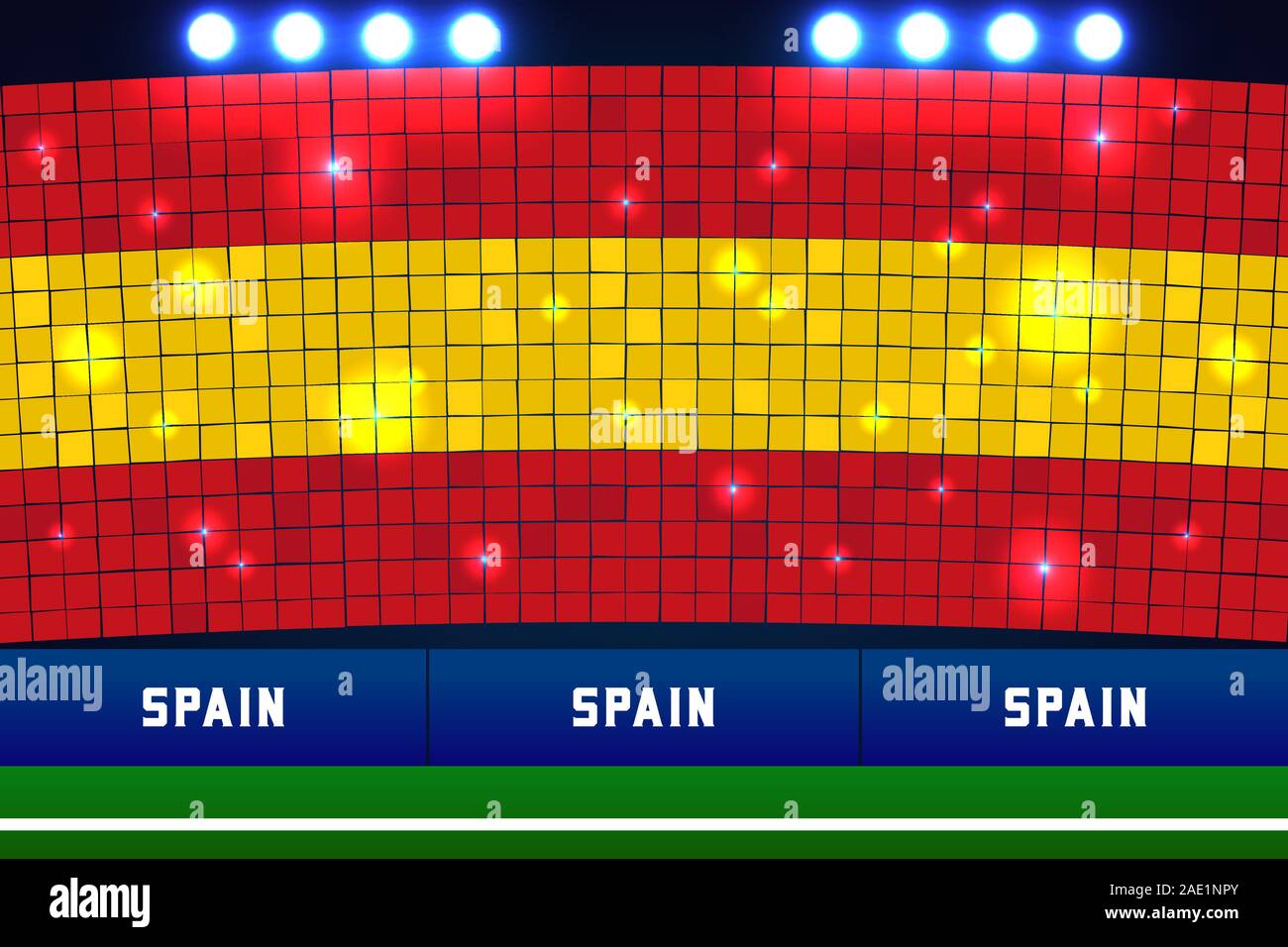 Spain flag card stunts. Spain soccer or football stadium background ...