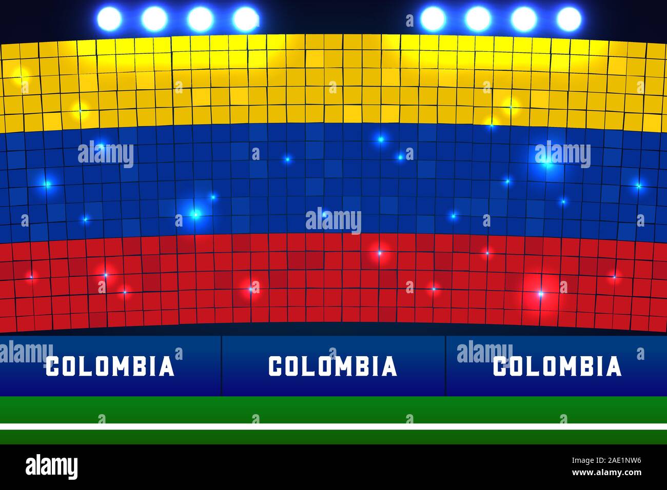 Colombia flag card stunts. Colombia soccer or football stadium ...
