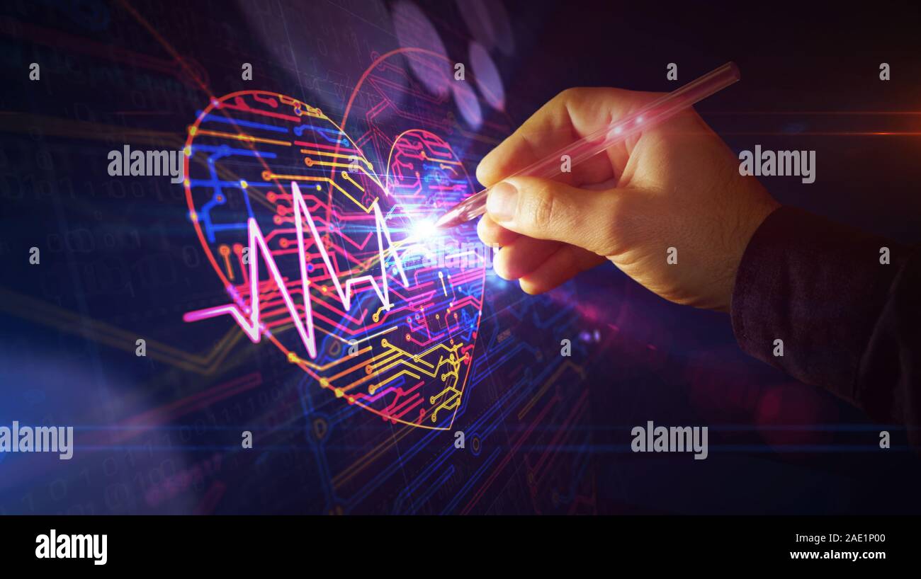 Cyber heart pulse symbol project creating. Abstract concept of health ...