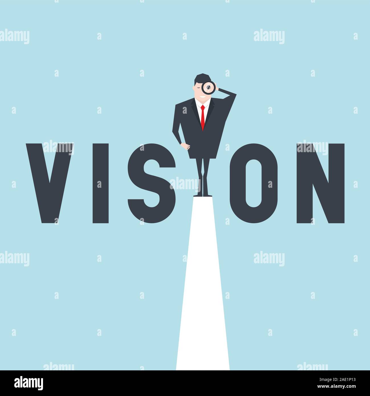 Vision concept vector illustration with business man looking through ...