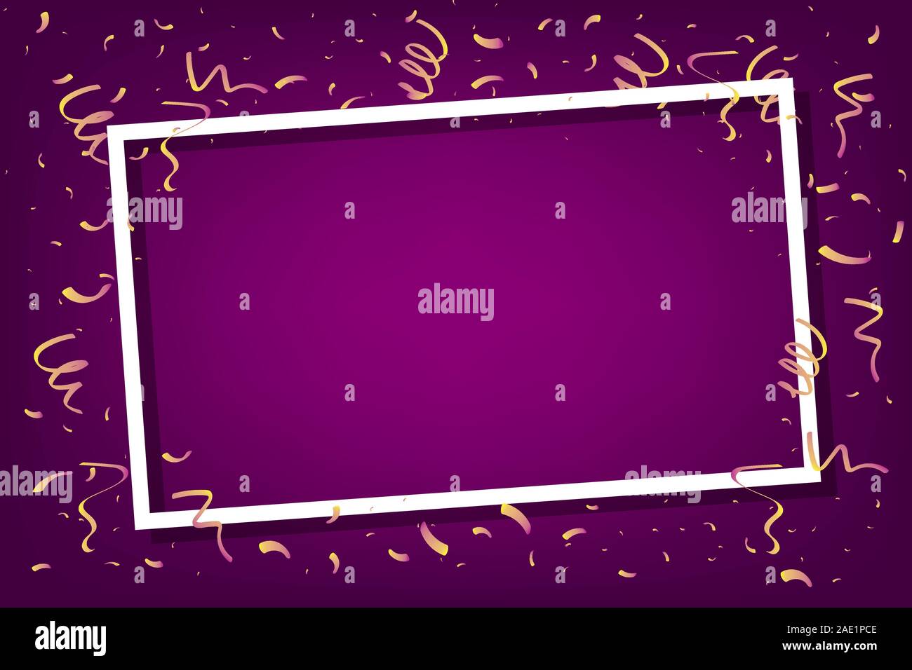 Celebration party frame template with confetti and Colorful ribbons ...