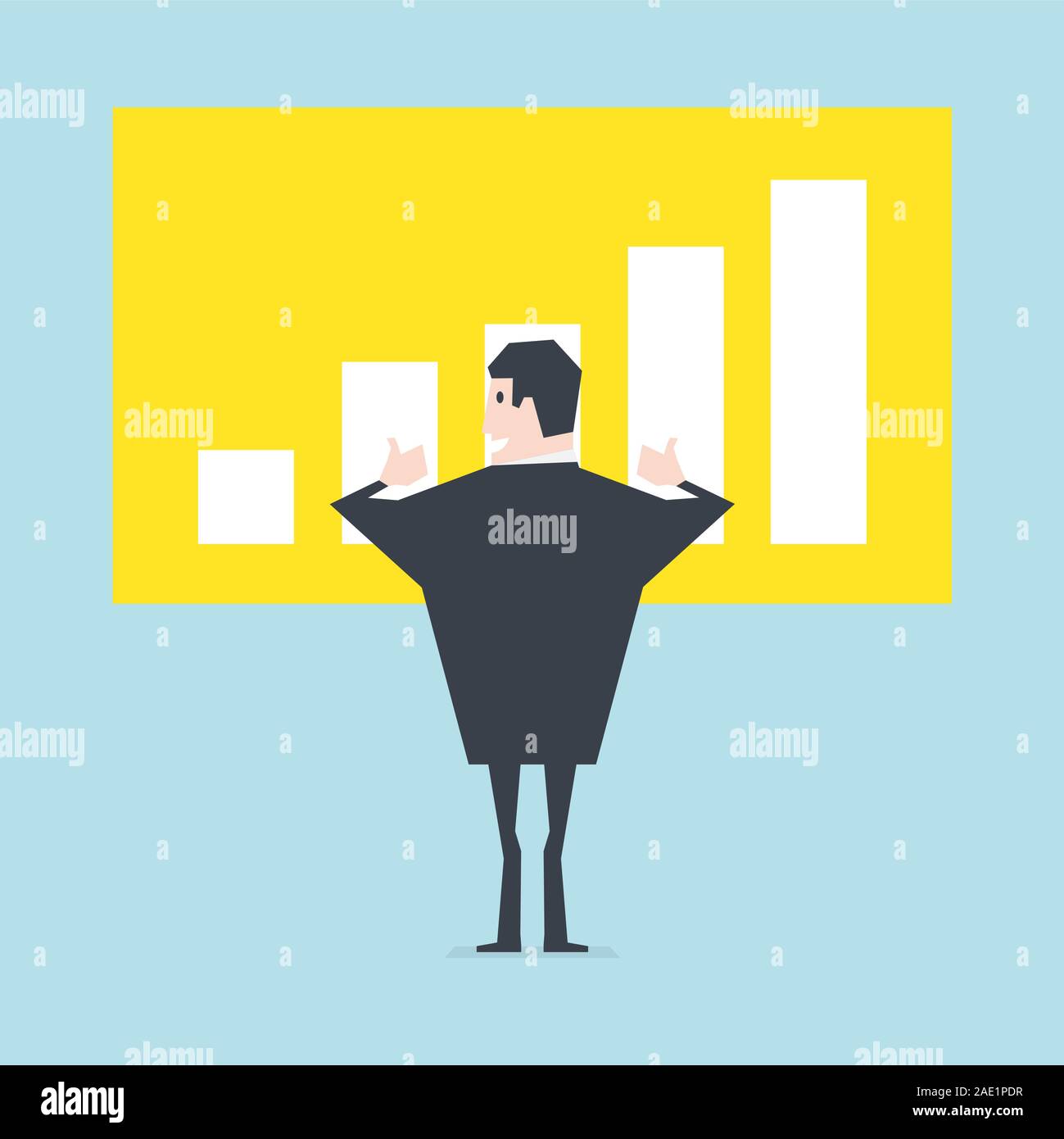 Businessman thumbs up to a growing bar chart Stock Vector Image & Art ...