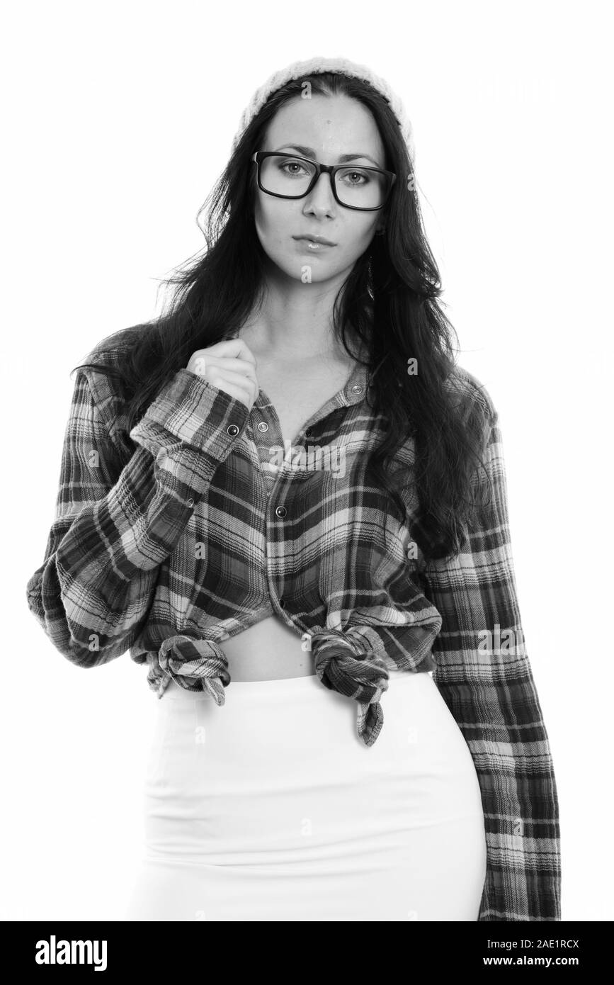Adult woman wearing eyeglasses Black and White Stock Photos & Images ...
