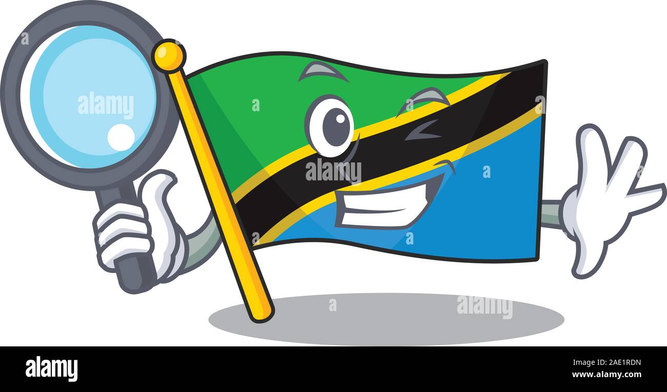 One eye flag tanzania Detective cartoon character style Stock Vector ...