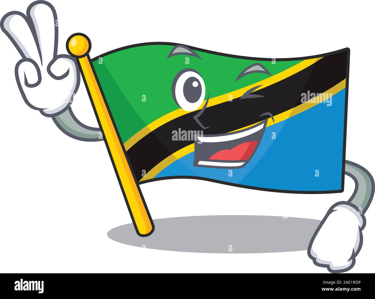 Flag tanzania Character cartoon style with two fingers Stock Vector ...