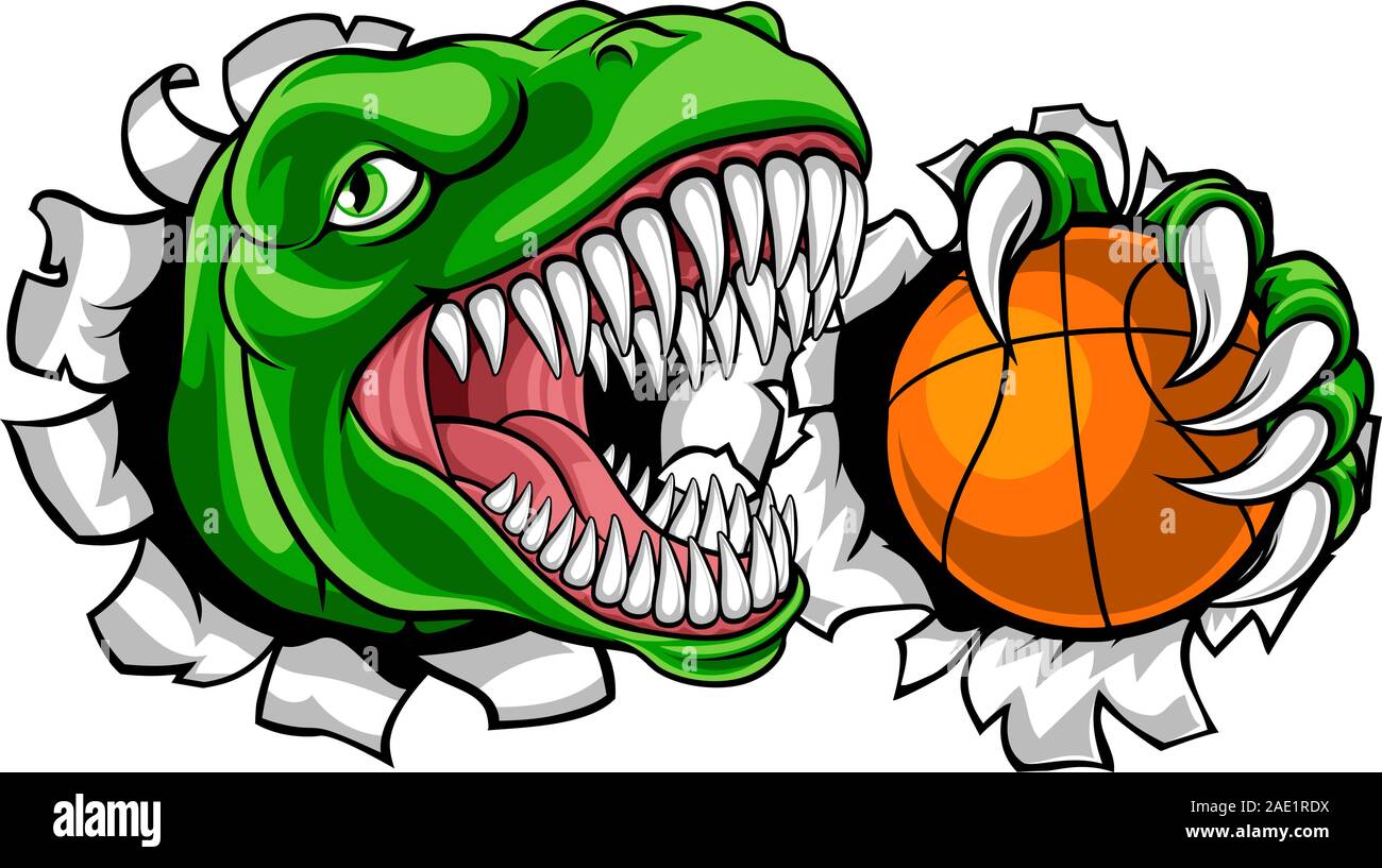 Dinosaur Basketball Player Animal Sports Mascot Stock Vector Image ...