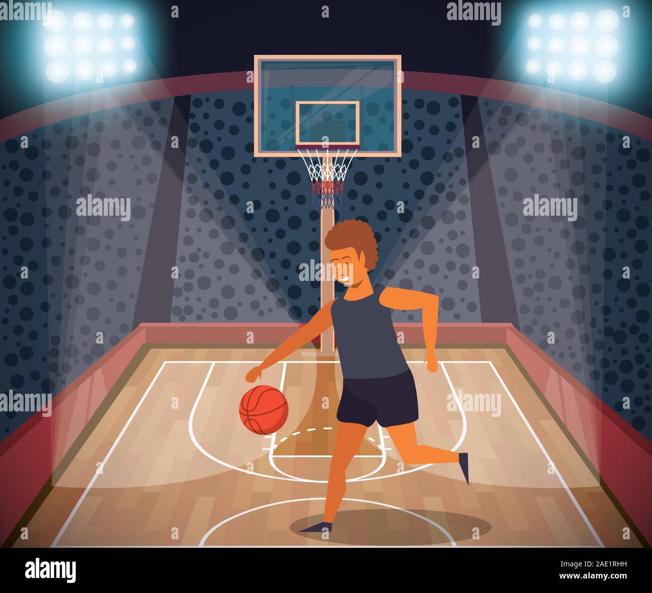 young man athlete playing basketball with balloon Stock Vector Image ...