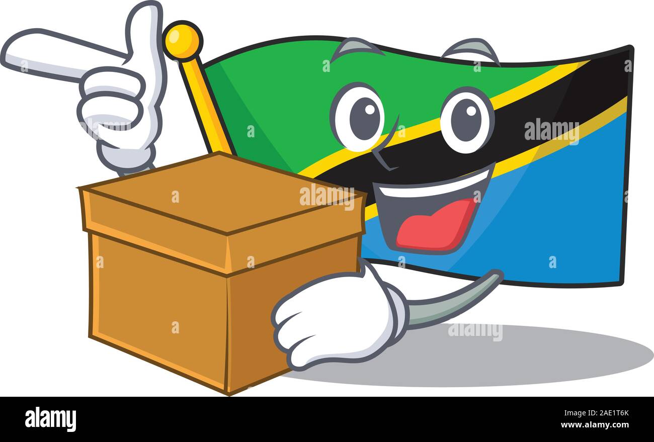 With box Super Funny flag tanzania cartoon character style Stock Vector ...