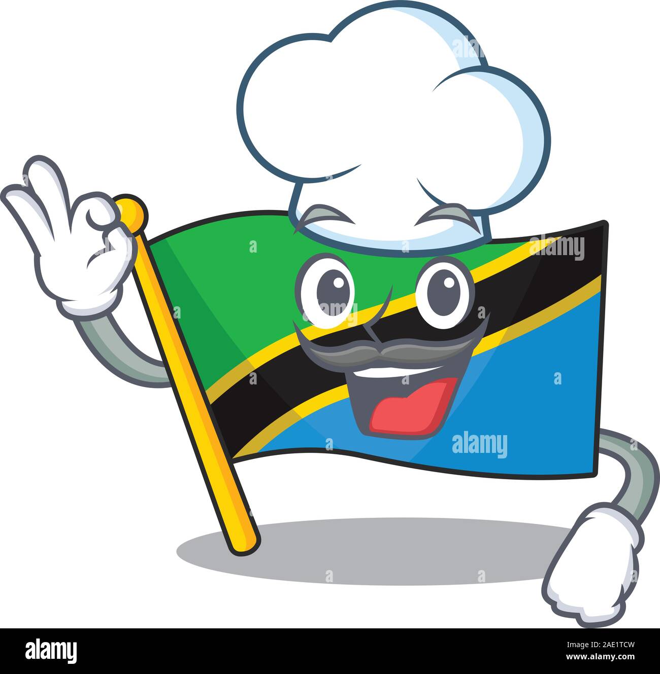 Happy Chef flag tanzania cartoon character with white hat Stock Vector ...