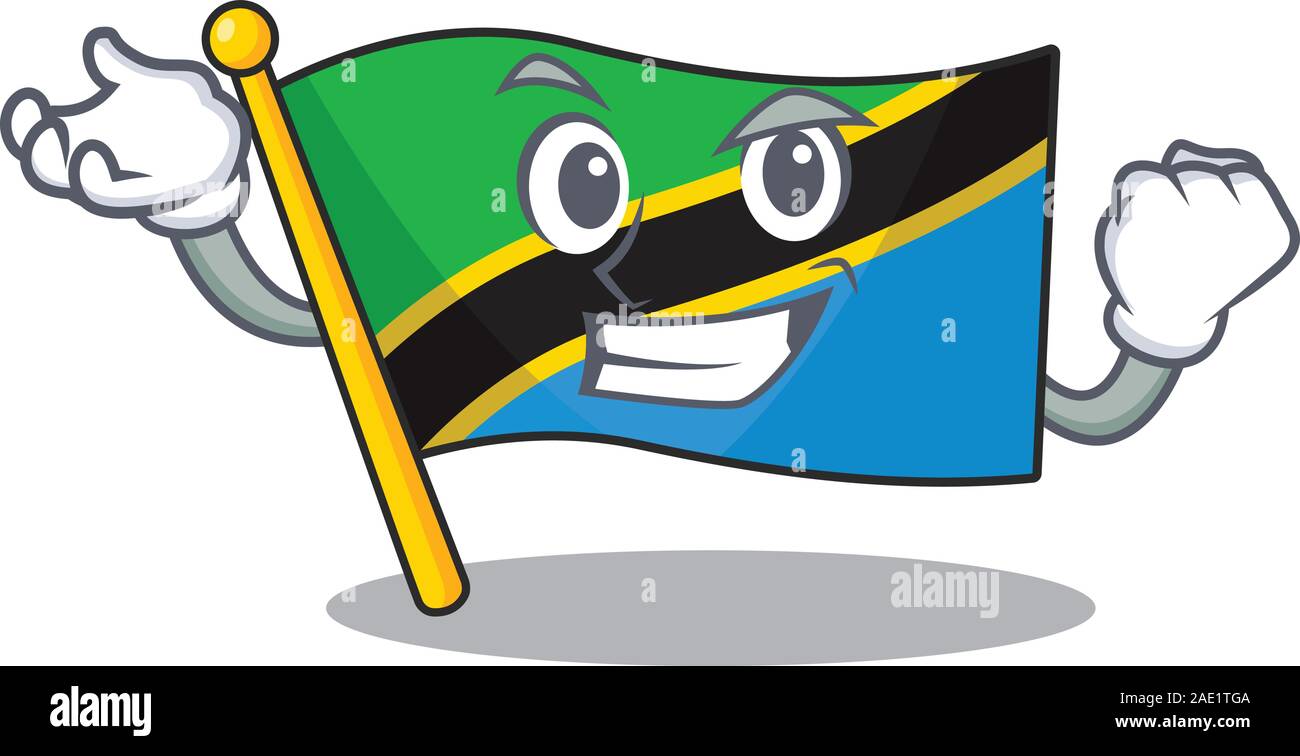 Happy confident Successful flag tanzania cartoon character style Stock ...