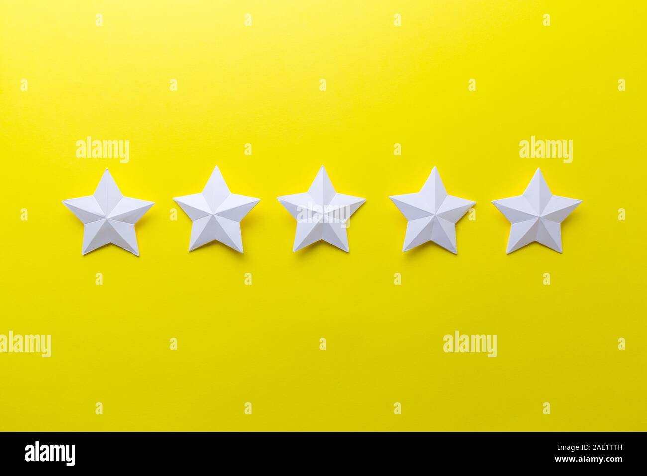 Five white stars on yellow background minimal best score creative ...