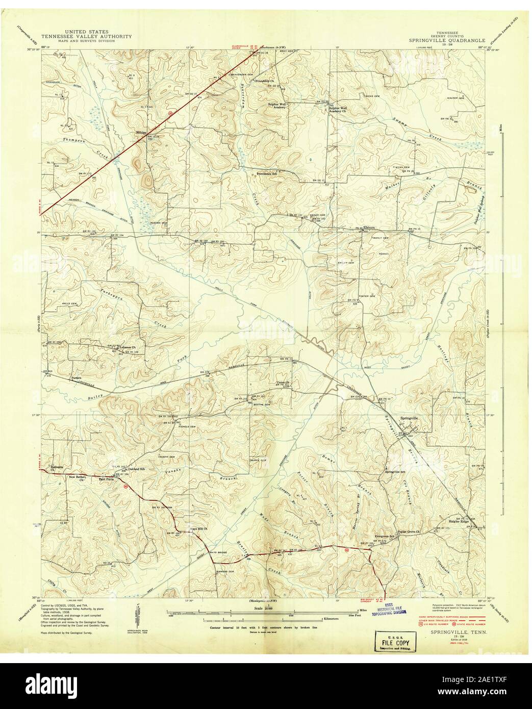 USGS TOPO Map Tennessee TN Springville 155797 1938 24000 Restoration ... USGS TOPO Map Tennessee TN Springville 155797 1938 24000 Restoration ...
