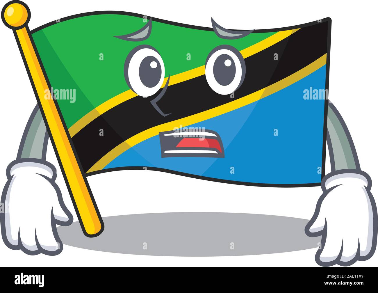 Flag tanzania Cartoon character showing afraid look face Stock Vector ...