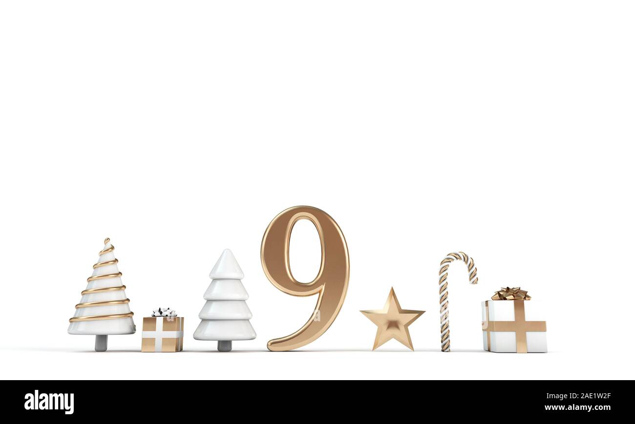 The 12 days of christmas. 9th day festive background. 3D Render Stock ...