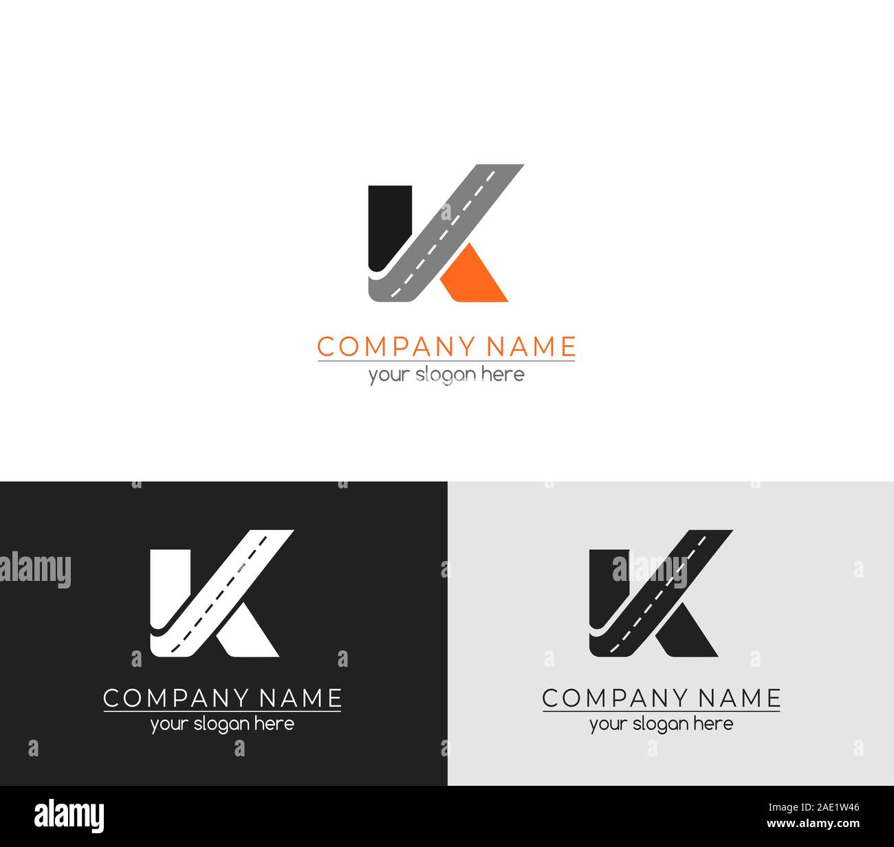 Letter K logo icon design template elements. Road, transport company ...