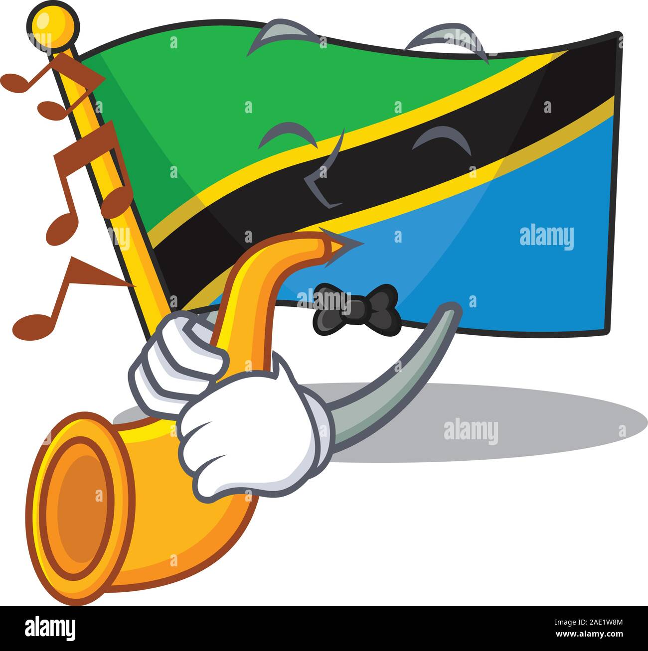 Supper cool flag tanzania cartoon character performance with trumpet ...