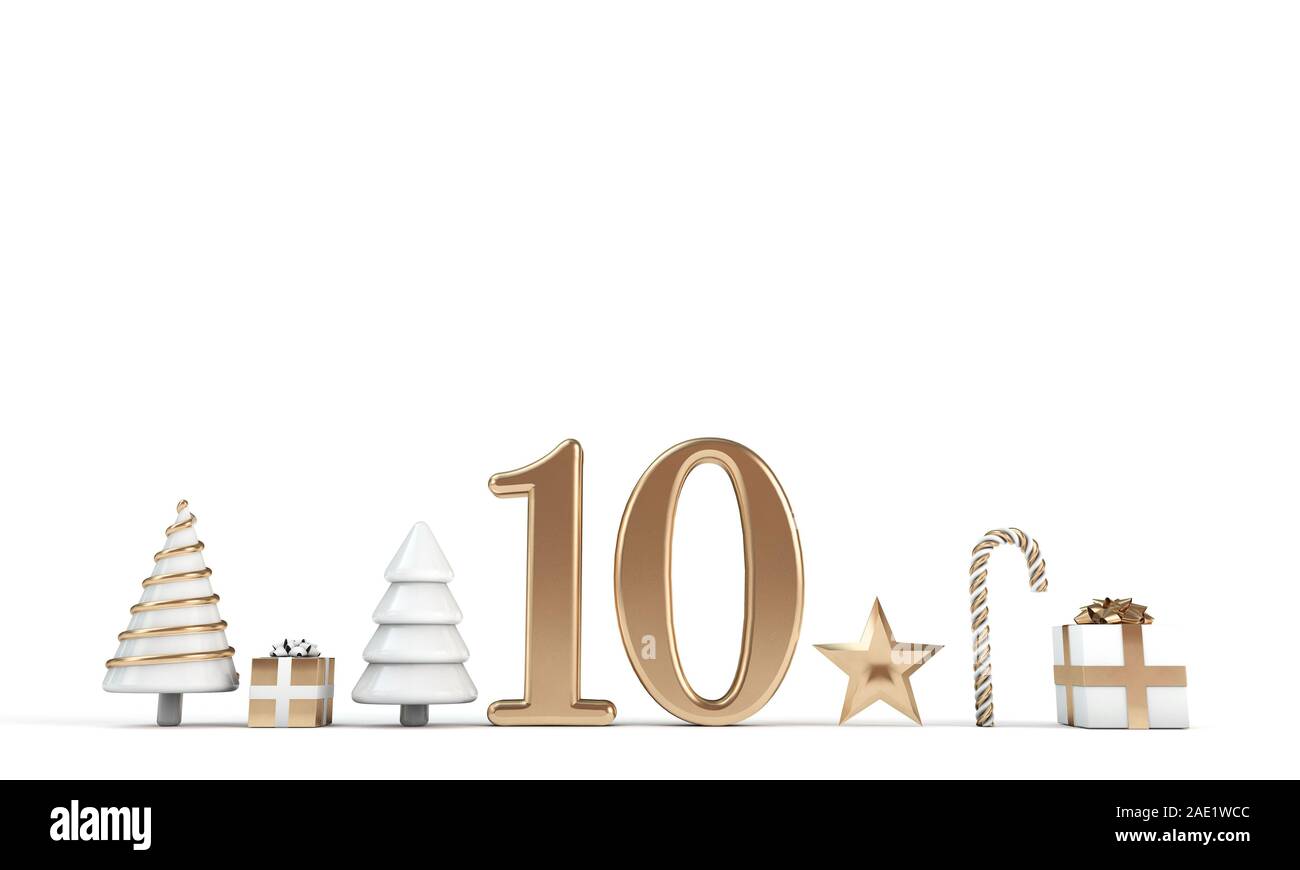 The 12 days of christmas. 10th day festive background. 3D Render Stock ...