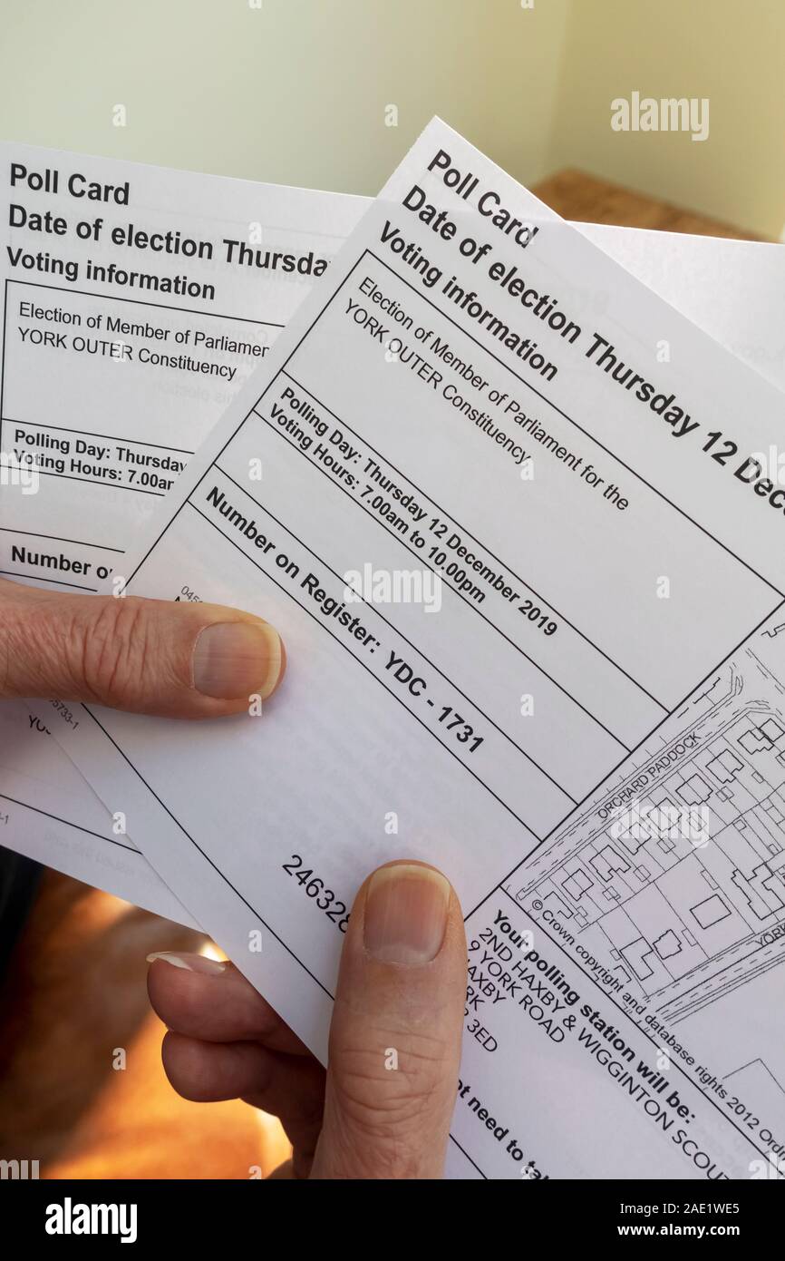 Man person hand hands holding poll polling card cards for the 2019 ...