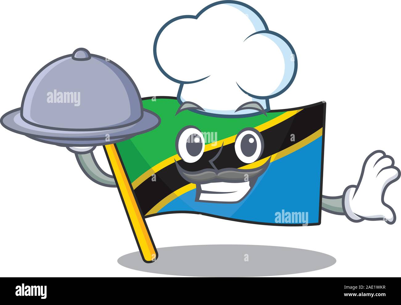 smiling flag tanzania as a Chef with food cartoon style design Stock ...