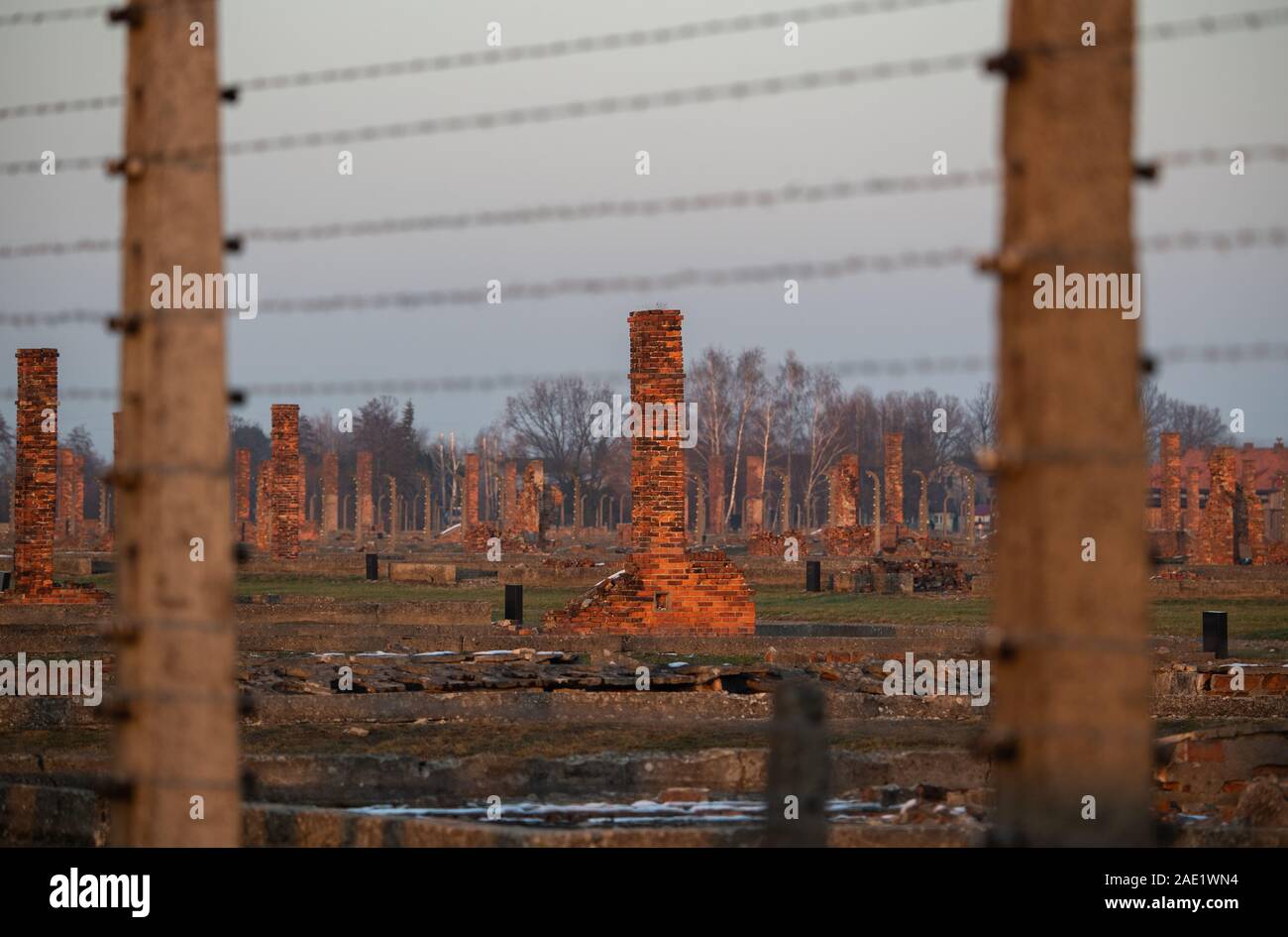 Oswiecim, Poland. 05th Dec, 2019. The chimneys of many former prisoner ...