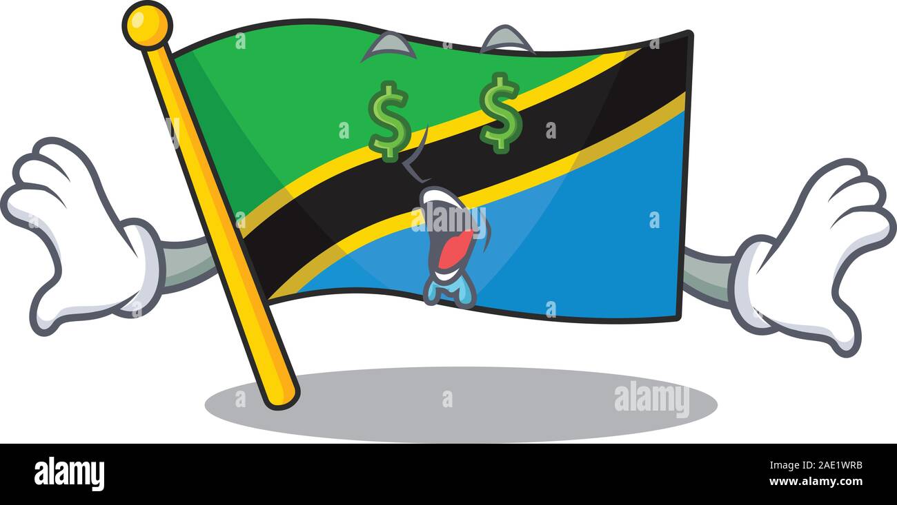 Flag tanzania with Money eye cartoon character style Stock Vector Image ...