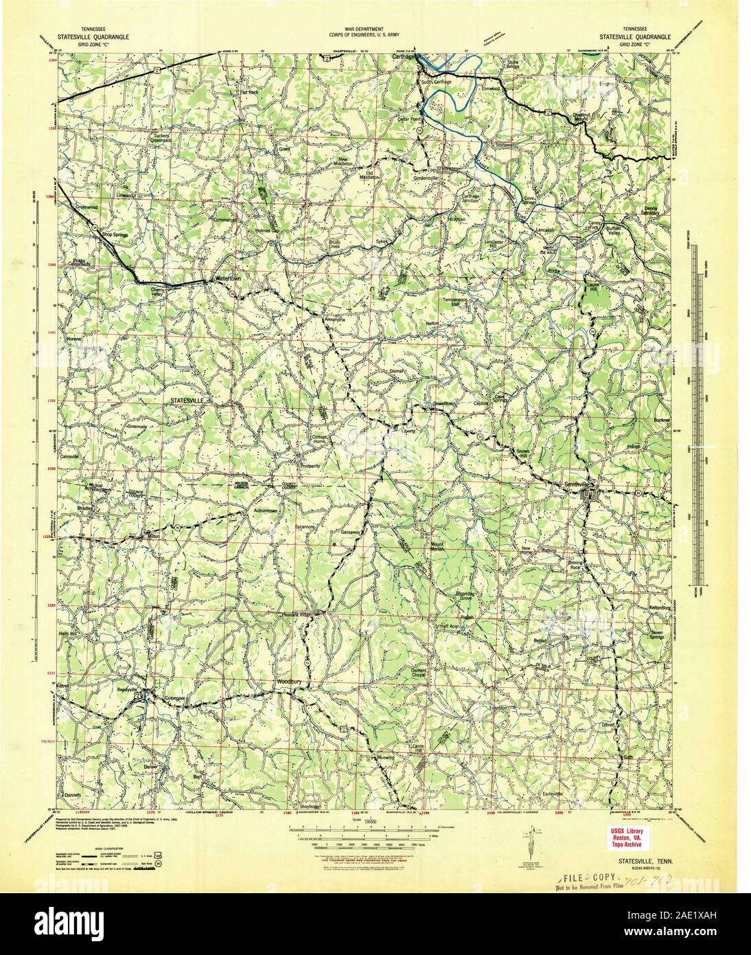 USGS TOPO Map Tennessee TN Statesville 155953 1942 100000 Restoration ...