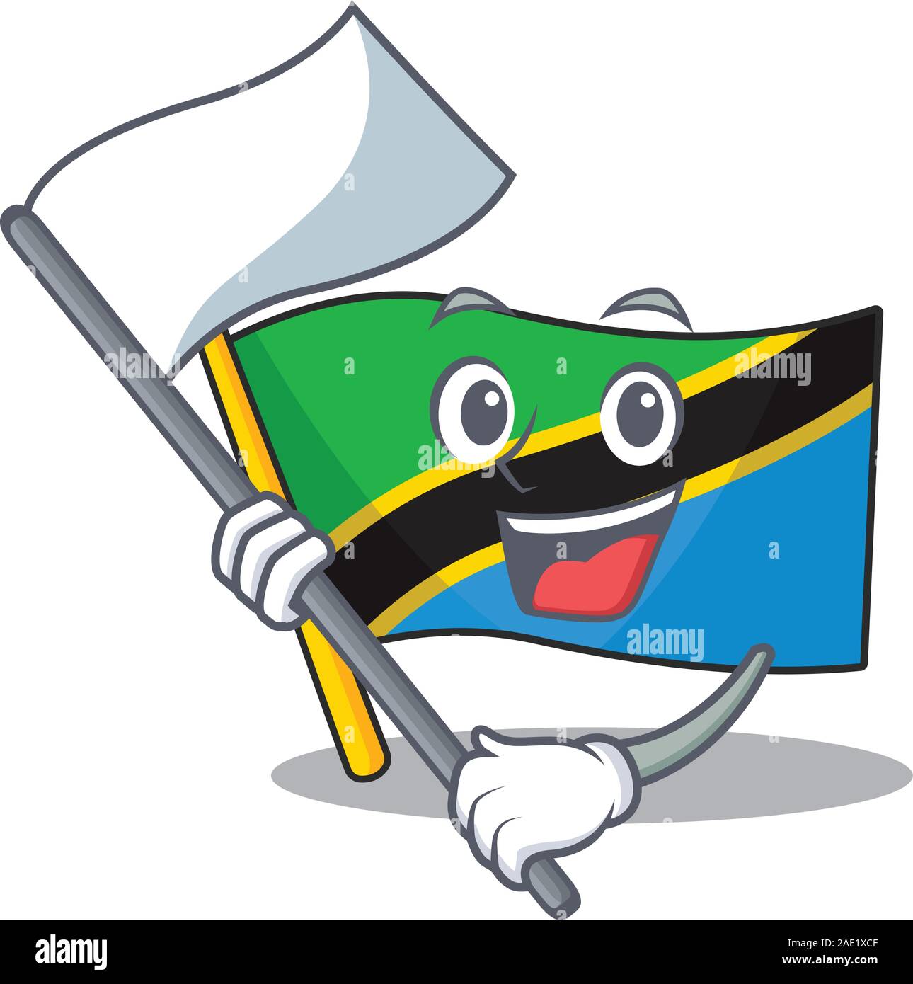 cute flag standing with flag tanzania cartoon character style Stock ...