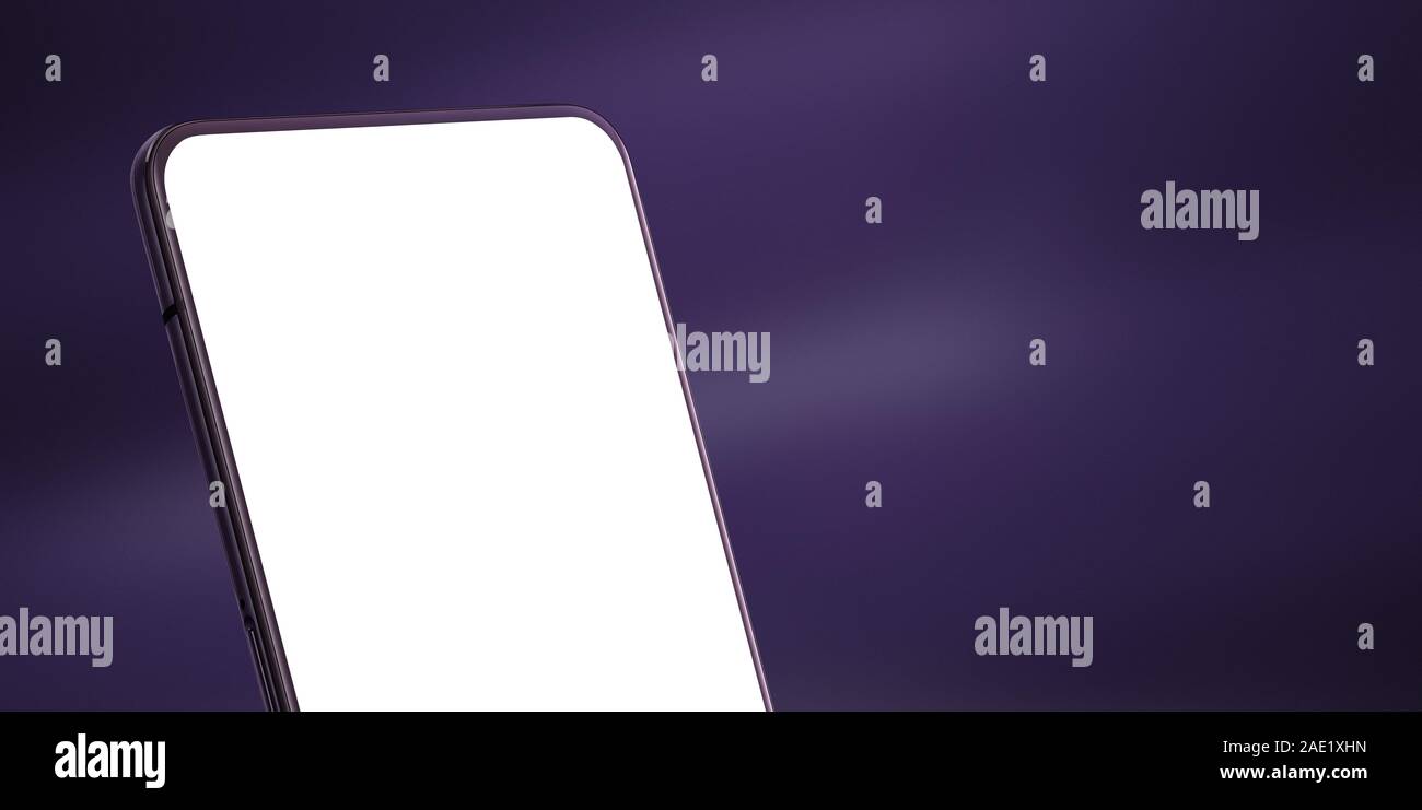 Mobile phone close-up. Close-up scene with isolated screen for mockup ...