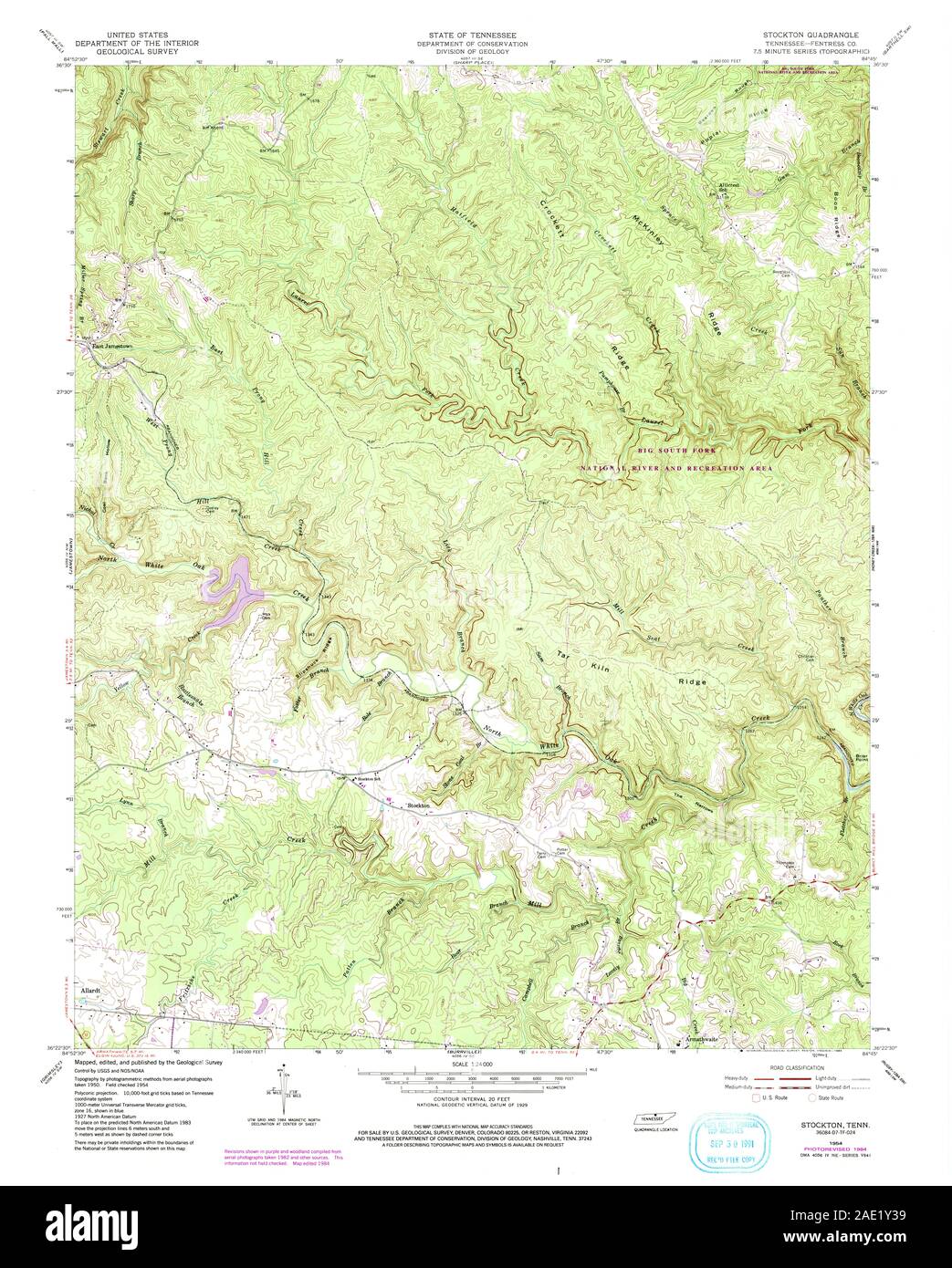 USGS TOPO Map Tennessee TN Stockton 155822 1954 24000 Restoration Stock ...