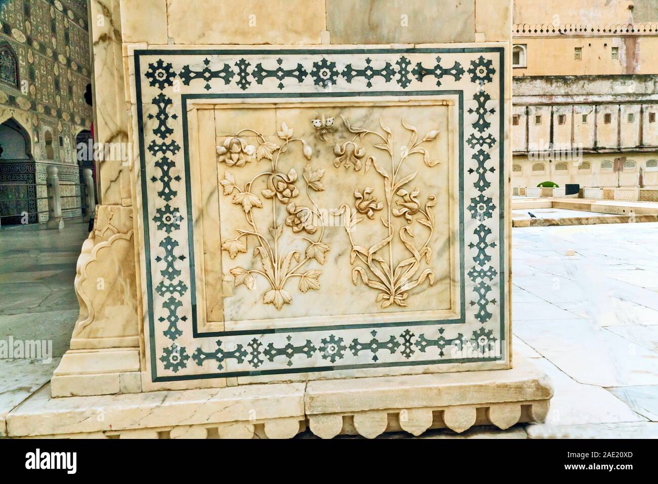 Marble relief, Amer Palace, Jaipur, Rajasthan, India, Asia Stock Photo ...