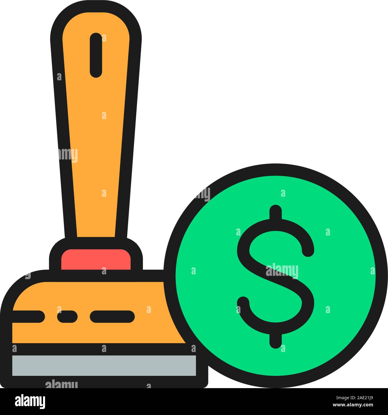 Vector credit approved, stamp, verification flat color line icon Stock ...