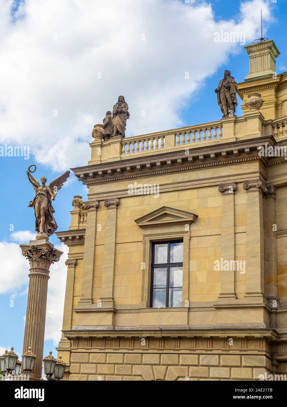 Column and statue by Rudolfinum Old Town Prague Czech Republic Stock ...