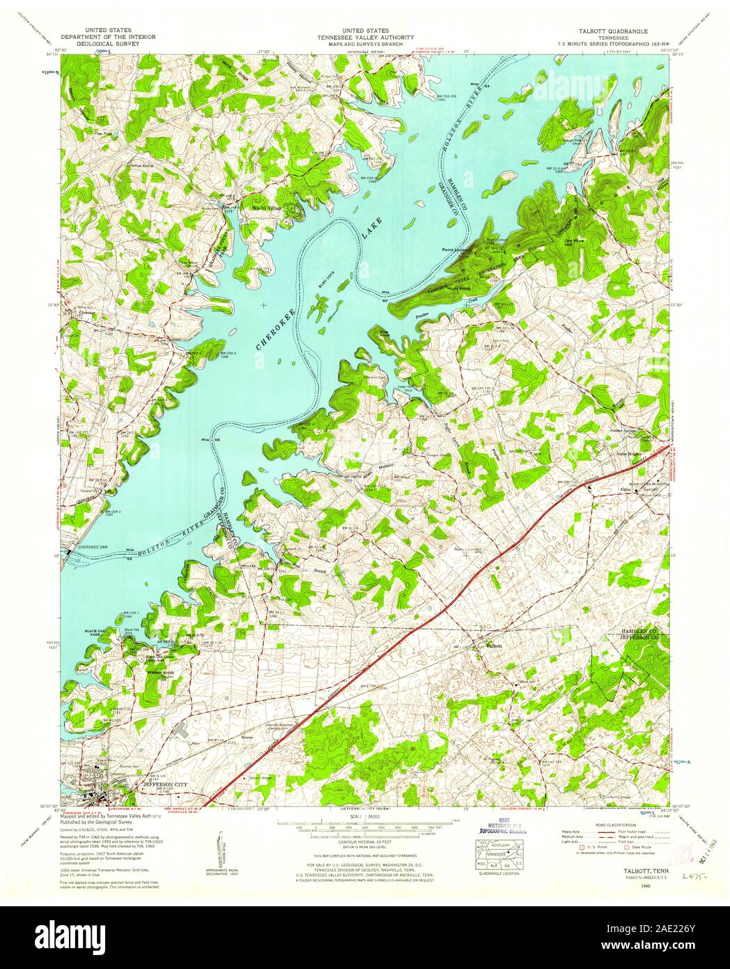USGS TOPO Map Tennessee TN Talbott 155863 1960 24000 Restoration Stock ...