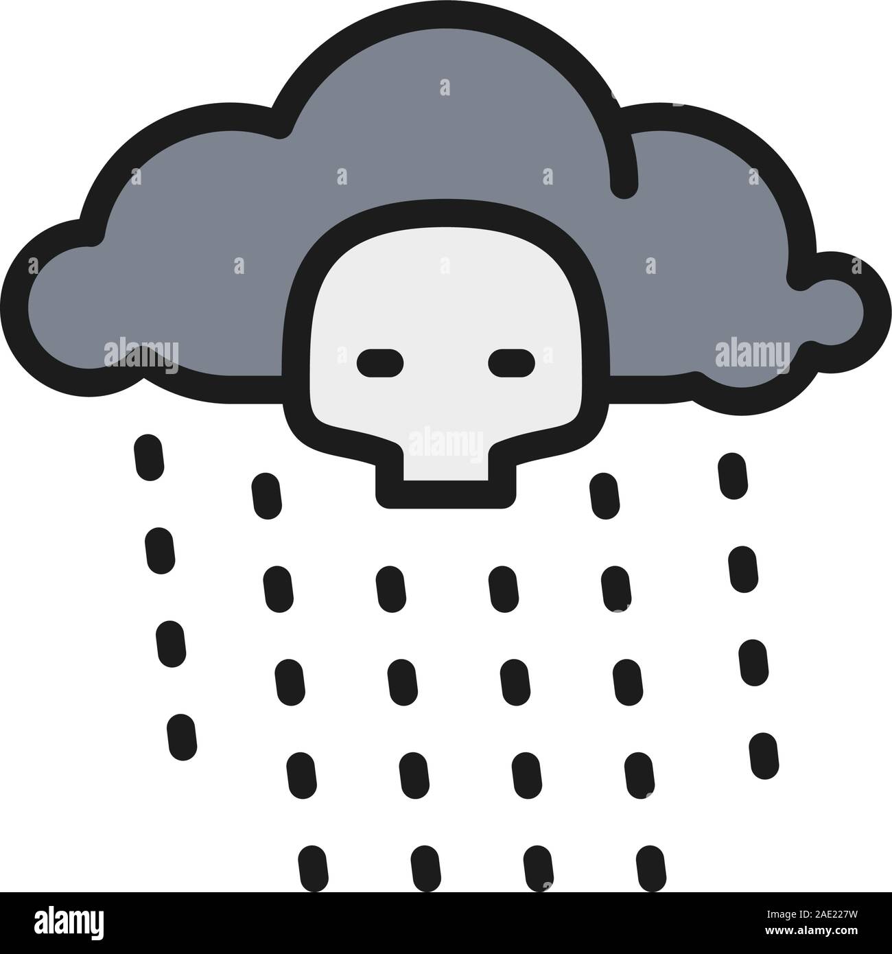 Radioactive rain flat color line icon. Isolated on white background ...