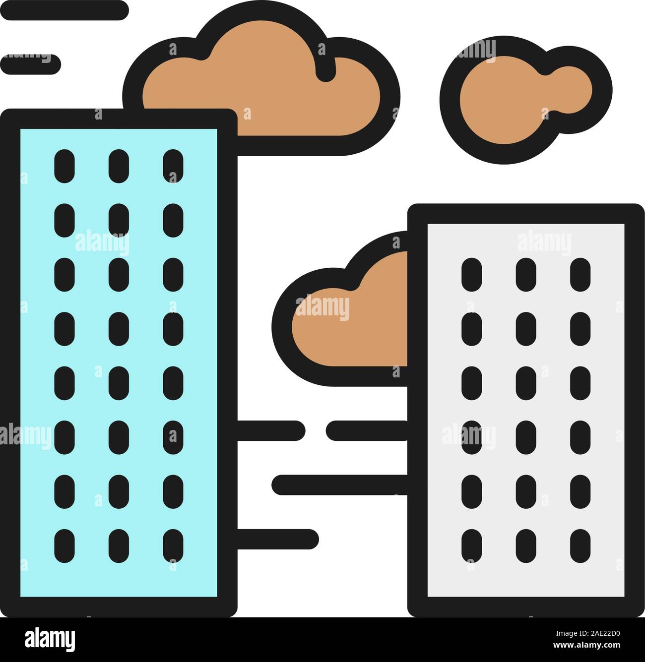 Vector city smog, air pollution flat color line icon Stock Vector Image ...