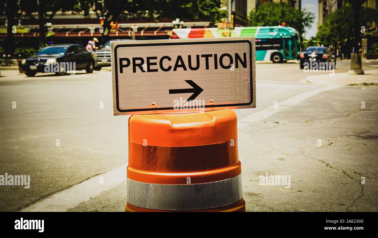 Street Sign the Direction Way to Precaution Stock Photo - Alamy