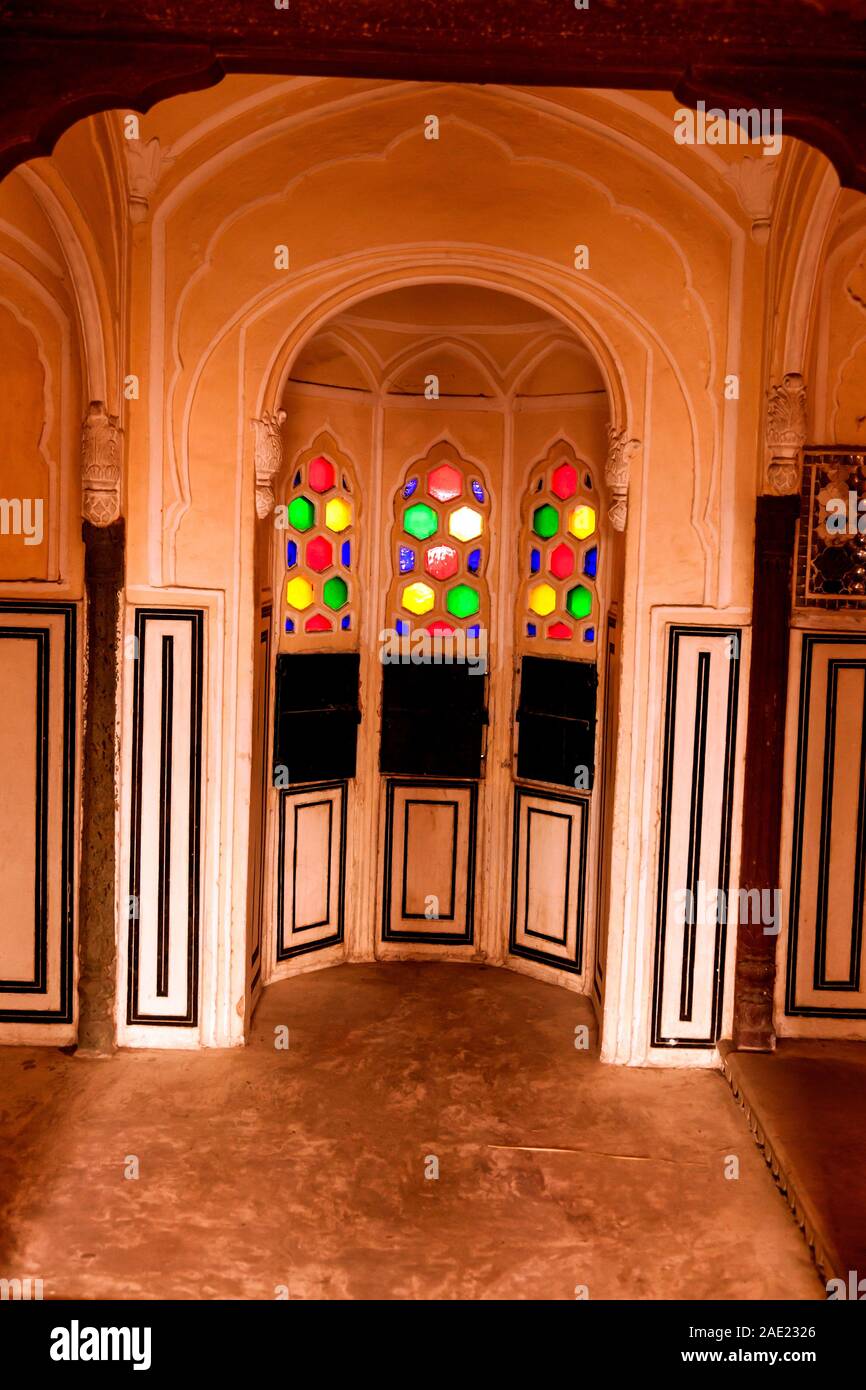 Colored Glass Windows, Ratan Mandir, Hawa Mahal, Jaipur, Rajasthan ...