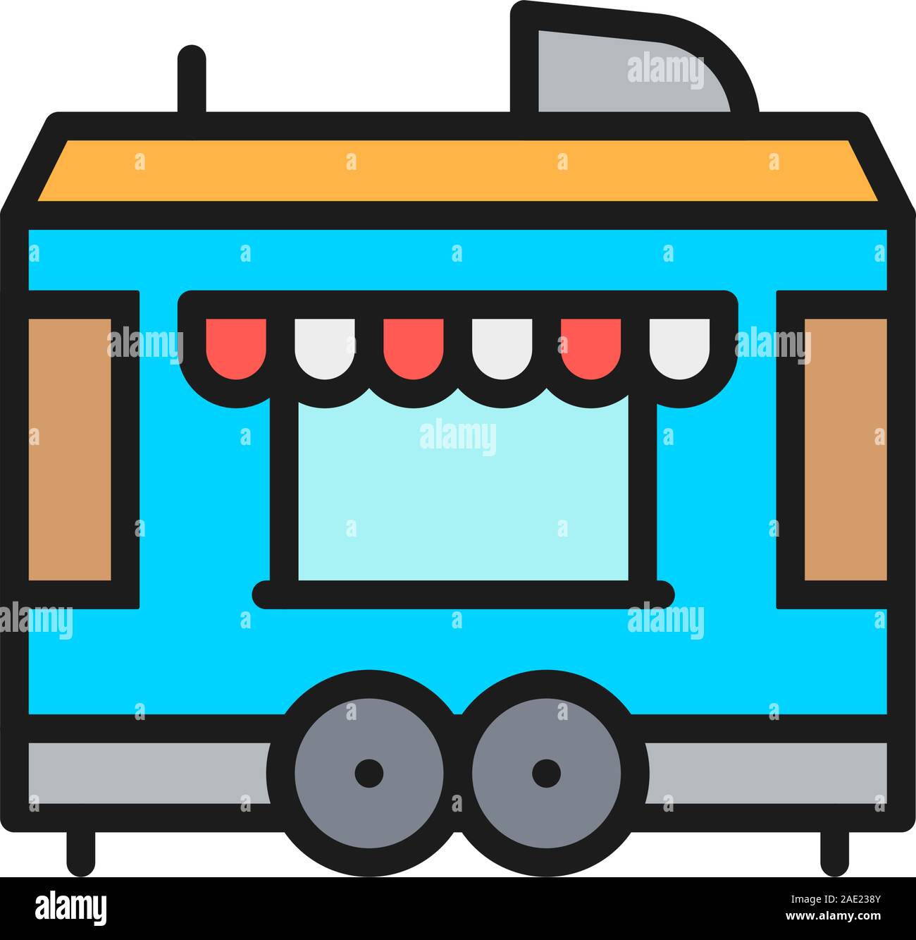 Food trailer flat color line icon. Isolated on white background Stock ...