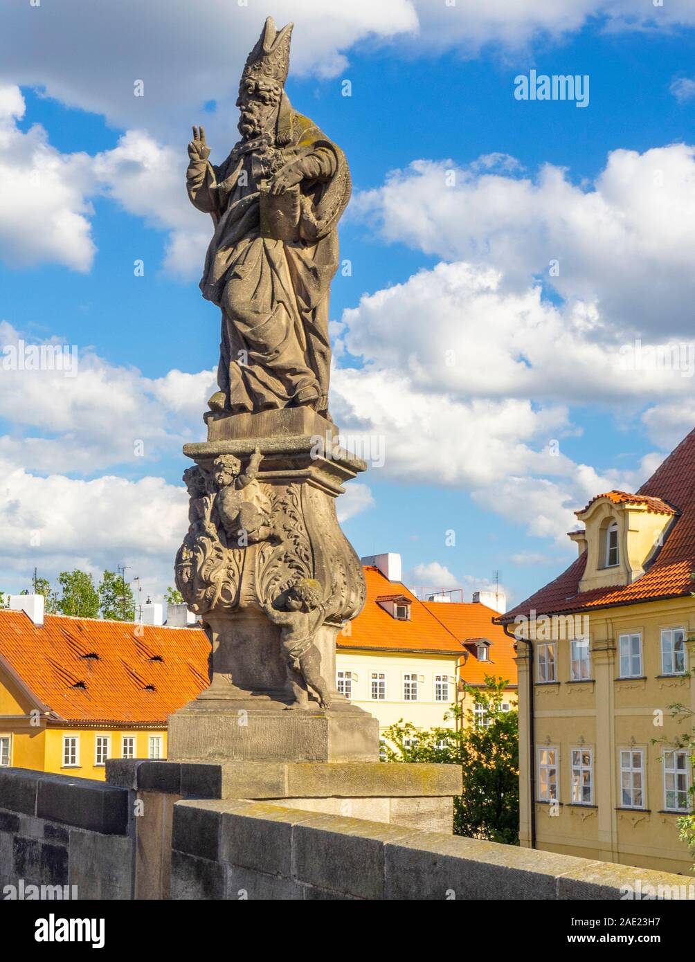 Replica statue of Adalbert of Prague on the Charles Bridge Prague Czech ...