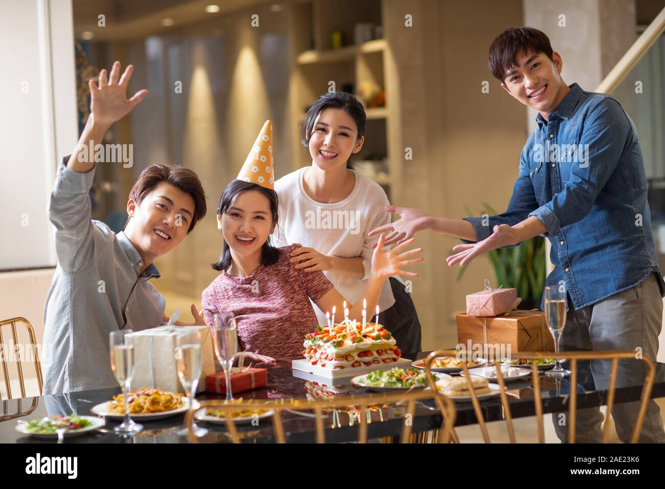 Four women having birthday party hi-res stock photography and images ...
