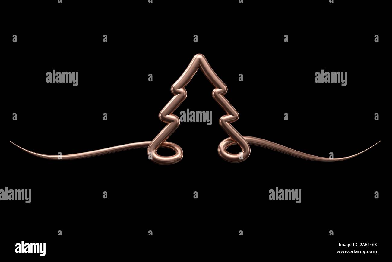 A golden festive minimal Christmas tree background. 3D Render Stock ...