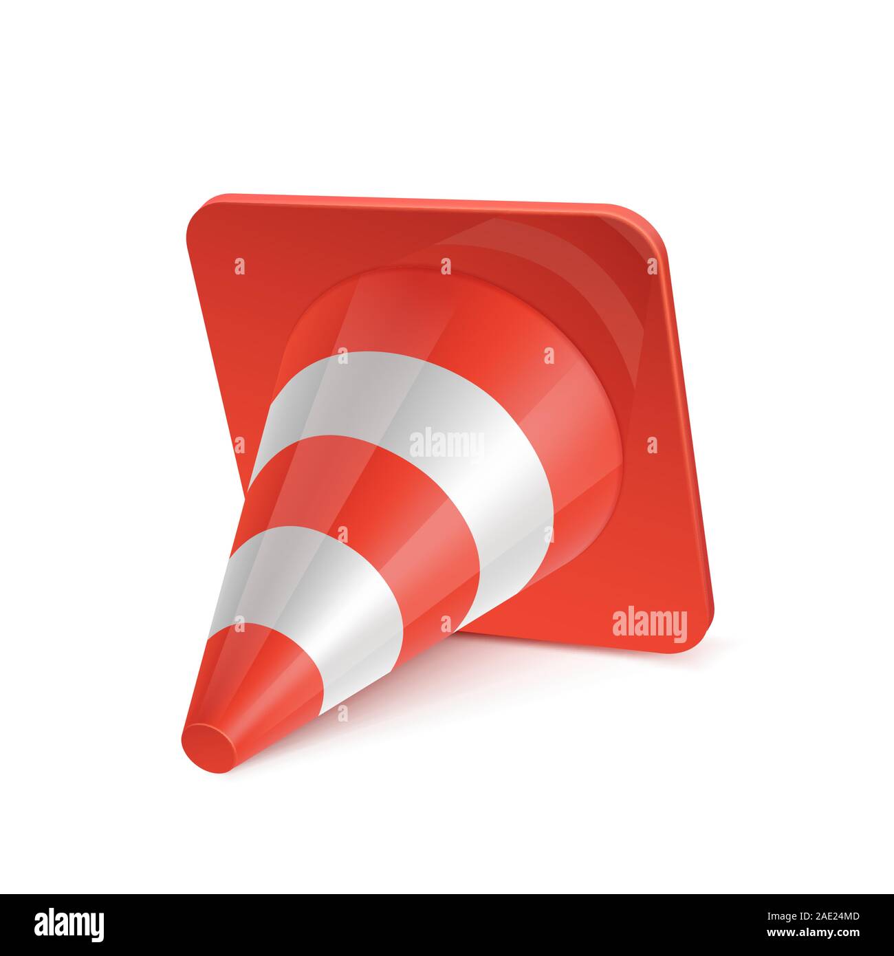 Realistic vector plastic red road cone. White striped traffic cones ...