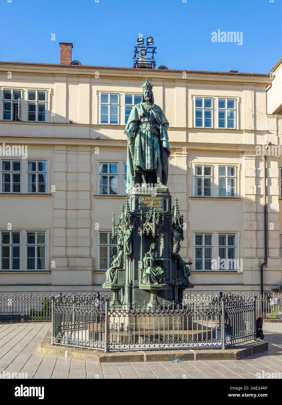 Bronze statue of King Charles lV beside Charles Bridge Museum Prague ...
