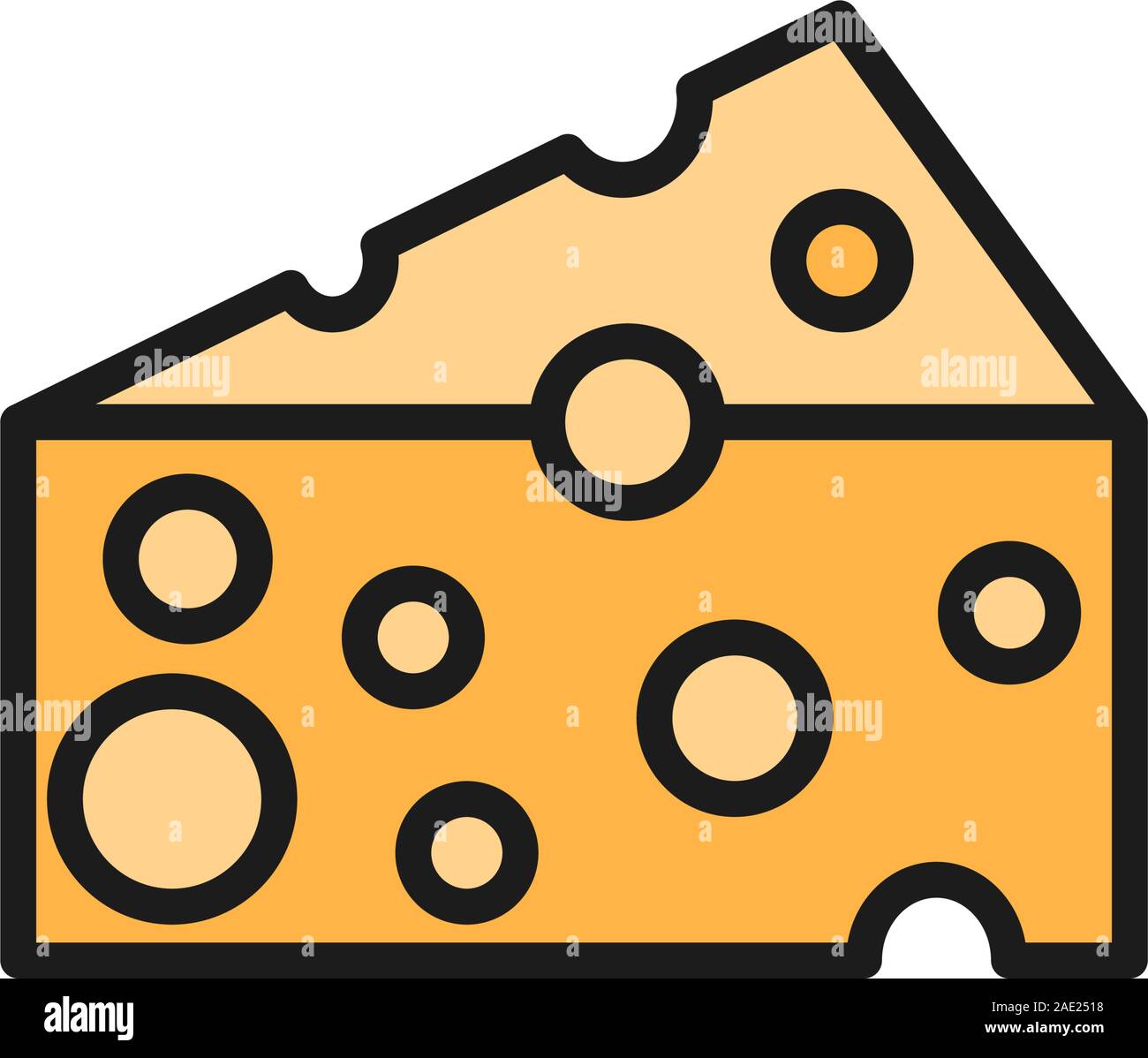 Italian cheese, parmesan flat color line icon. Isolated on white ...