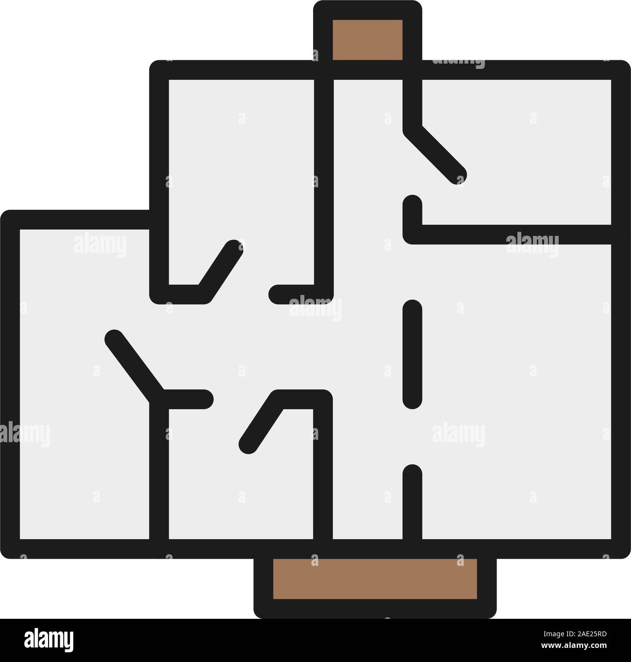 Apartment floor plan, architectural project flat color line icon Stock ...